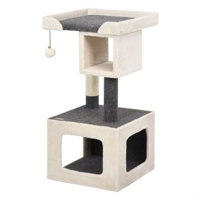 Kratzbaum klein Katzenkratzbaum Holz Katzenbaum stabil Kletterbaum weiß ...