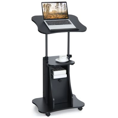 Mobiler Computertisch zum Stehen oder Sitzen mit neigbarer Tischplatte ...