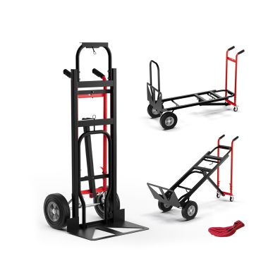 Wandelbarer Handwagen 3-in-1 Metall-Transportwagen mit 4 Gummireifen ...